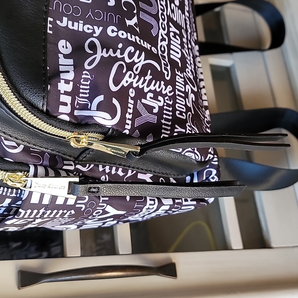 Juicy Couture Backpack Black & White Signature Logo - Gem